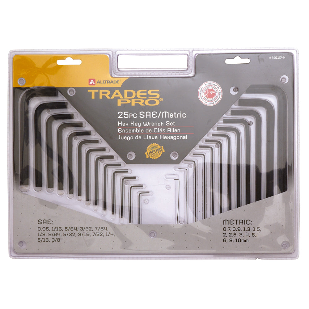Trades Pro Hex Key Wrench Set 25Pc Combination