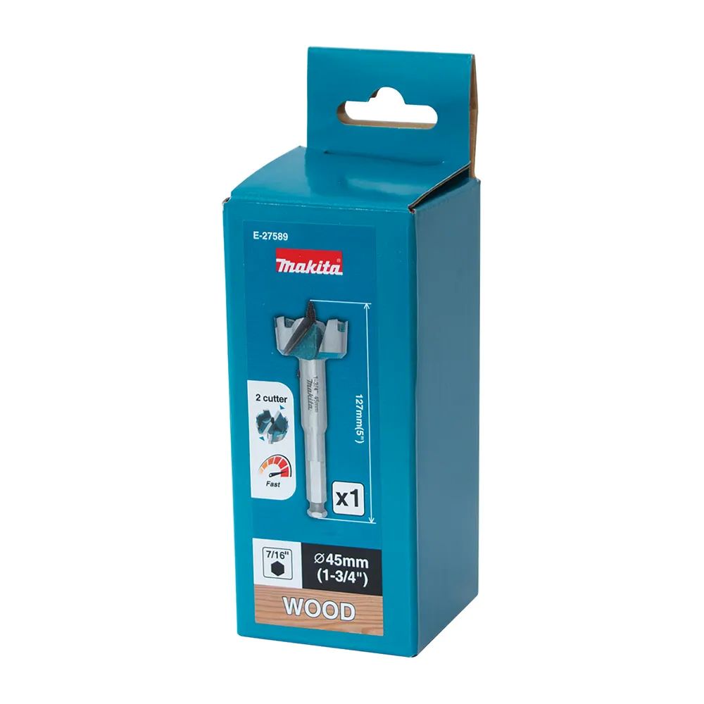 Makita Wood Self Feeding Bit with 7/16" Hex Shank 2 Flute 45mm