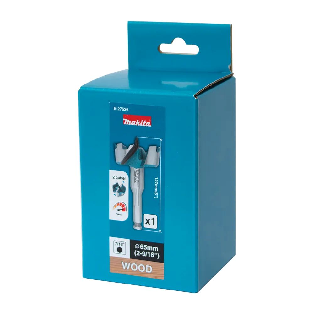 Makita Wood Self Feeding Bit with 7/16" Hex Shank 2 Flute 65mm