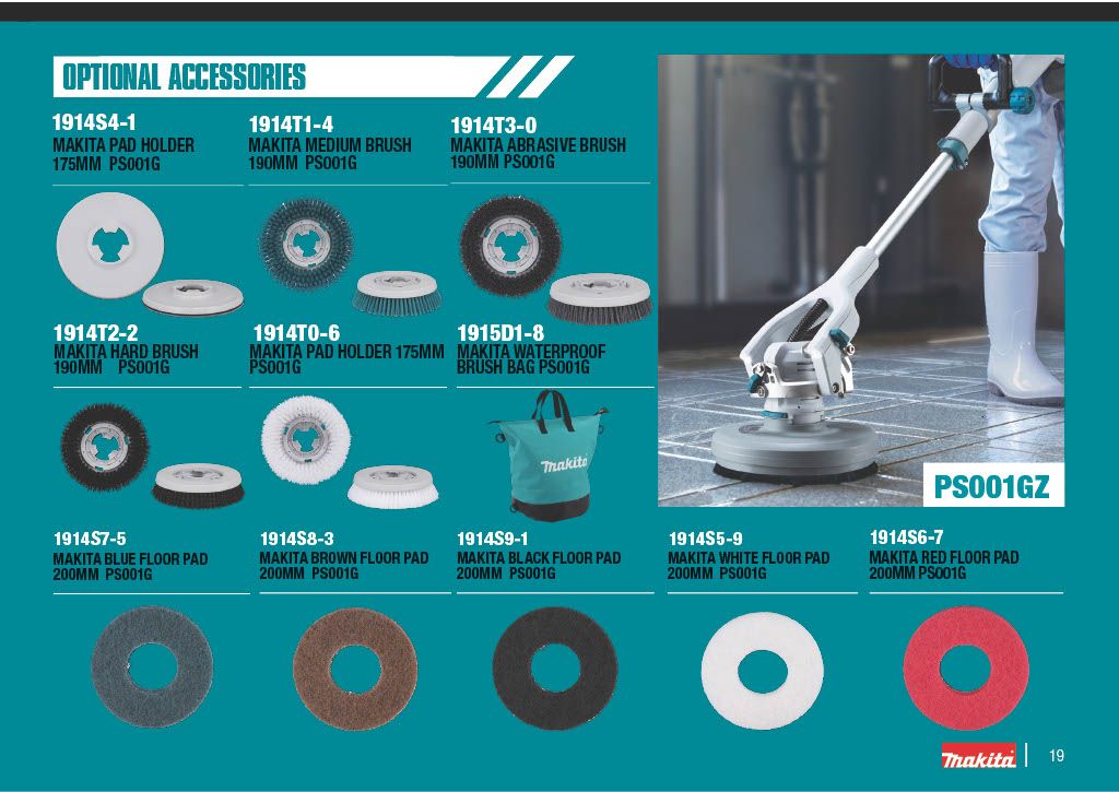 Makita Blue Floor Pad 200mmm for PS001G