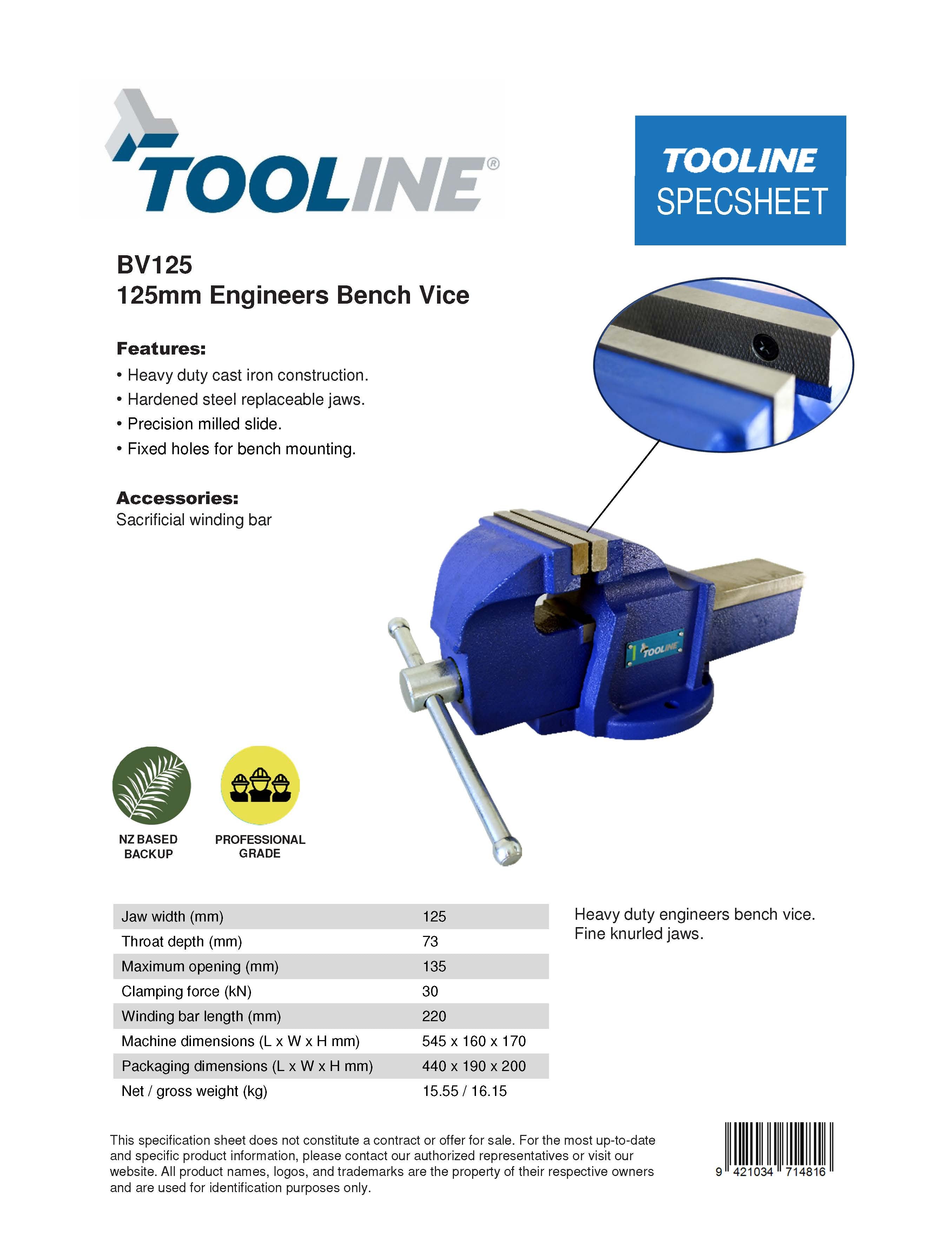 Tooline BV125 Bench Vice 125mm