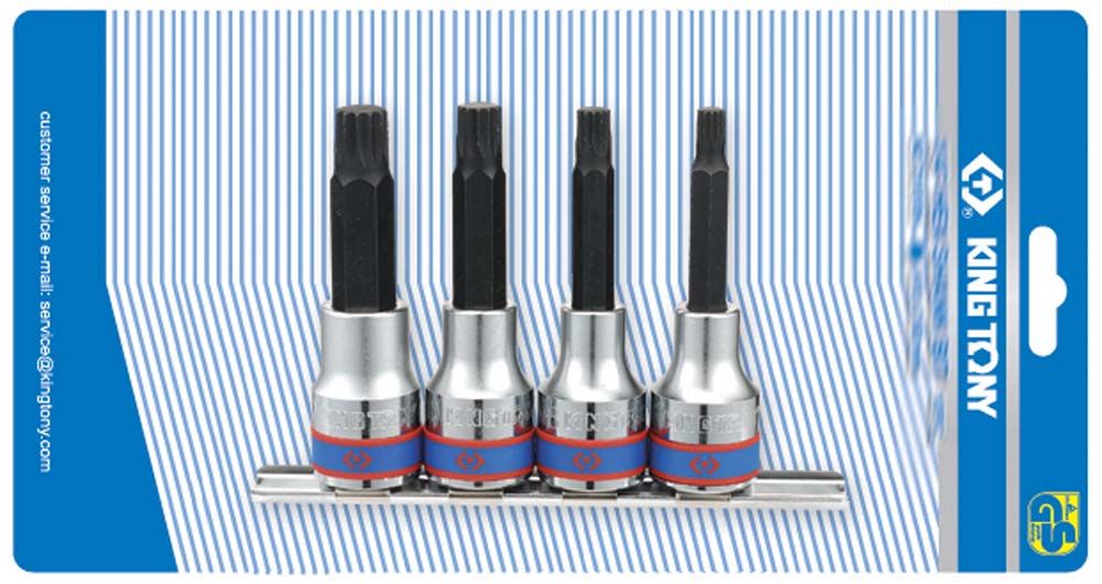 King Tony 4Pc 1/2 Dr Spline Bit Socket Set