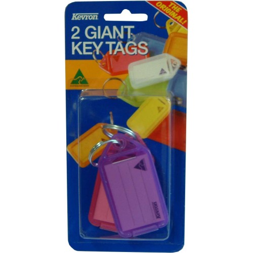 Kevron Key Tag Holders with Label Giant 2-pce Carded