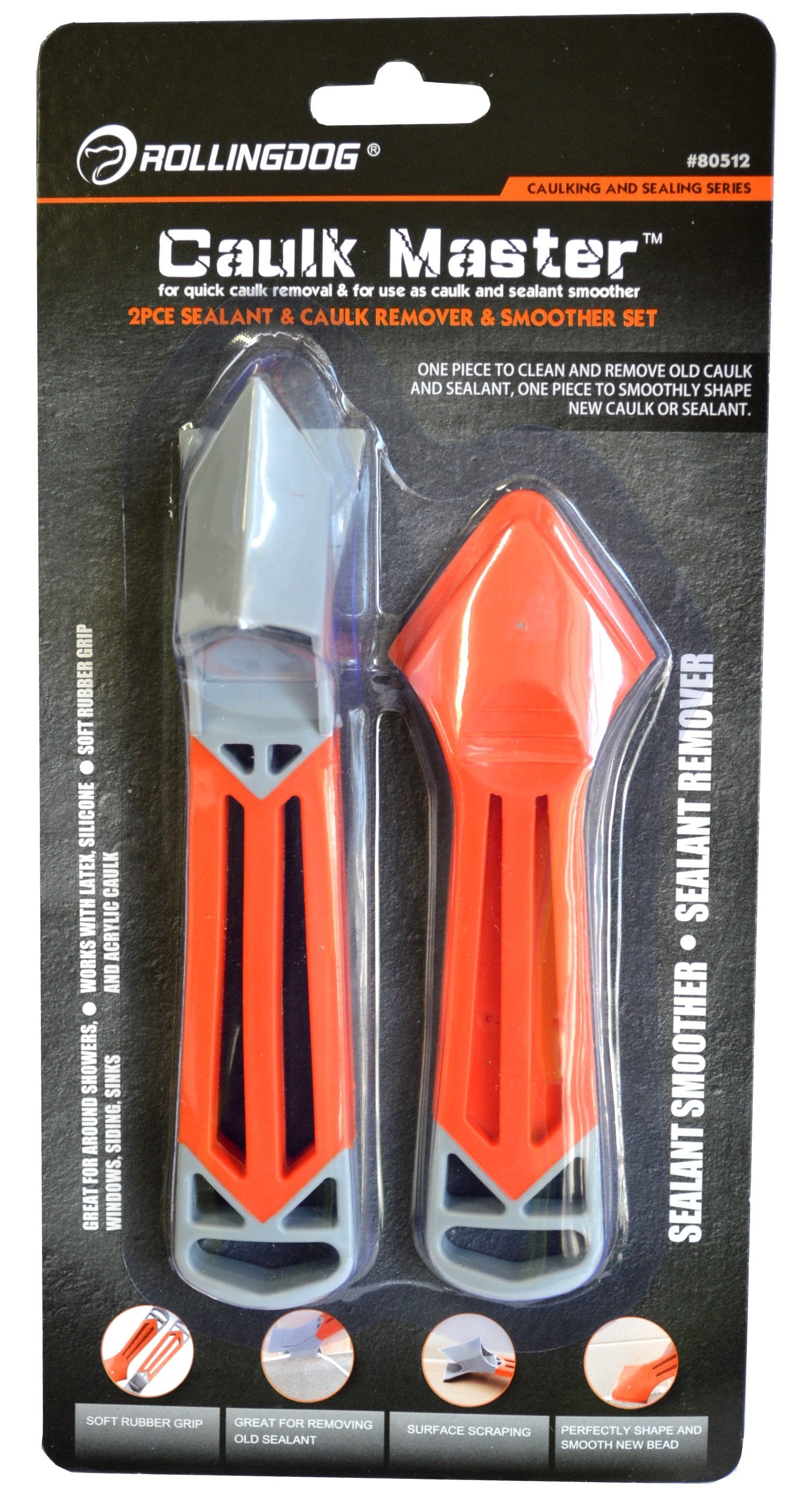 Rolling Dog Caulk Tool Set 2pce Remover & Finisher