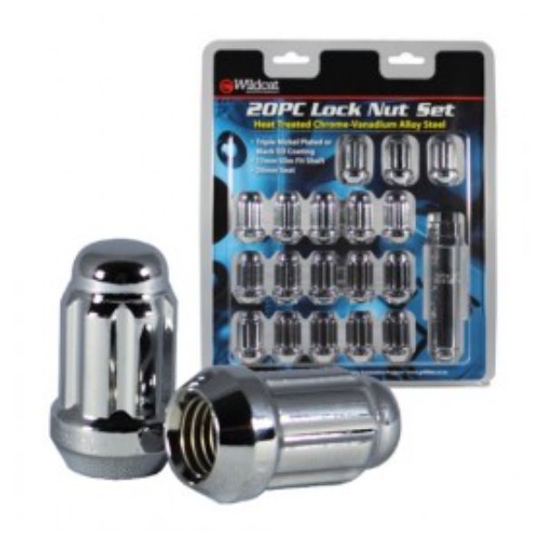 Wildcat Lock Nut Set Thin Shaft 1.25 Chrome Pk20
