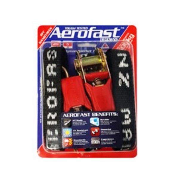Aerofast 25mm X 5M Twin Pack Ratchet Tiedowns 600Kg Bs
