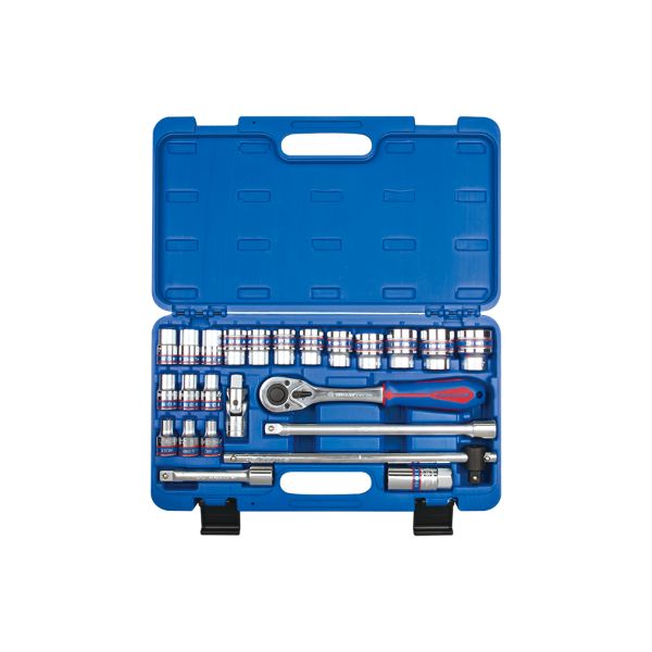 King Tony 24Pc.1/2in Dr.Socket Set Metric 12Pt Chrome