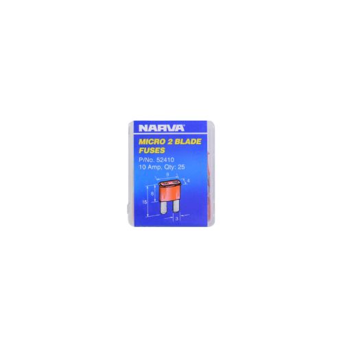 Narva Micro 2 Blade Fuse 10Amp Box Of 25