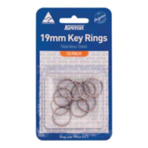 Kevron Key Rings - Stainless Steel 10-pce Carded 19mm